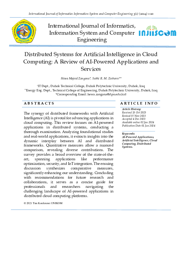 (PDF) Distributed Systems for Artificial Intelligence in Cloud Computing: A Review of AI-Powered ...
