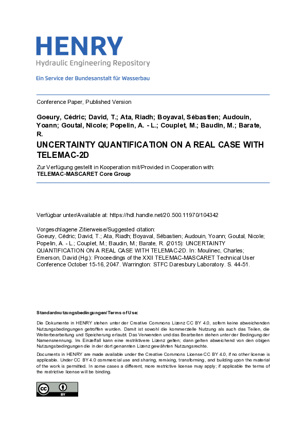 (PDF) Uncertainty Quantification on a Real Case with TELEMAC-2D