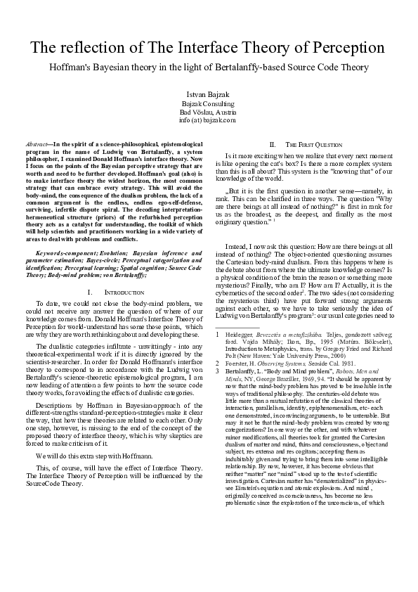 (PDF) The reflection of The Interface Theory of Perception