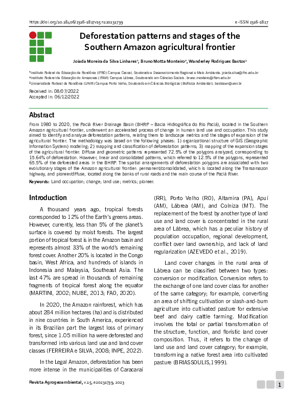 (PDF) Deforestation patterns and stages of the Southern Amazon ...