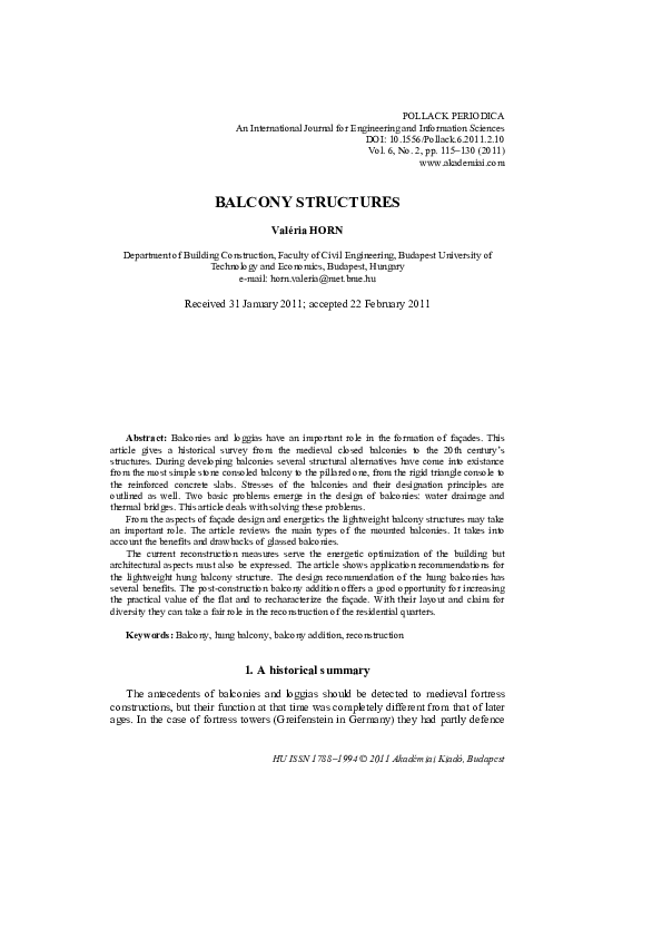 (PDF) Balcony structures | Valeria Horn - Academia.edu