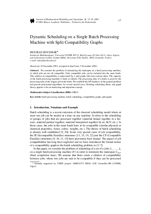(PDF) Dynamic Scheduling on a Single Batch Processing Machine with ...