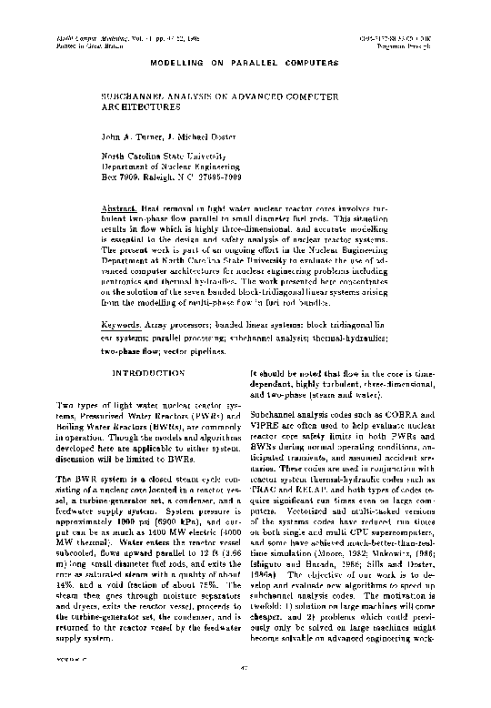 (PDF) Subchannel analysis on advanced computer architectures