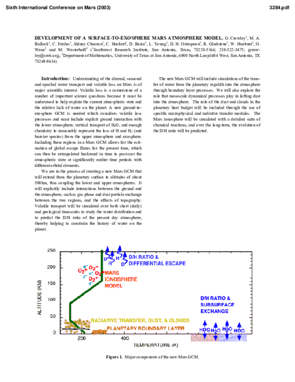 (PDF) Development of a Surface-to-Exosphere Mars Atmosphere Model ...