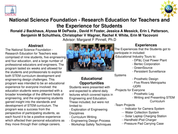 (PDF) National Science Foundation - Research Education for Teachers and ...