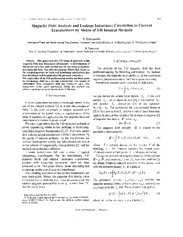 (PDF) Magnetic field analysis and leakage inductance calculation in ...