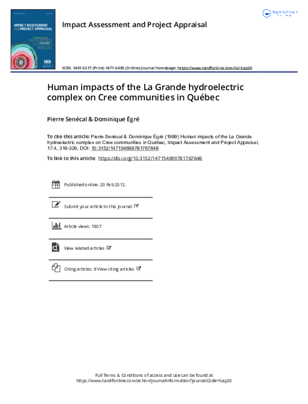 (PDF) Human impacts of the La Grande hydroelectric complex on Cree ...