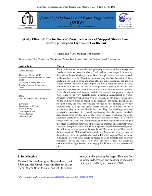 (PDF) Journal of Hydraulic and Water Engineering (JHWE