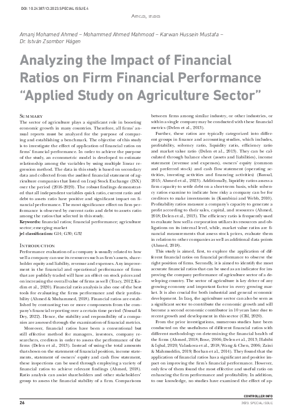 (PDF) Analyzing the Impact of Financial Ratios on Firm Financial ...