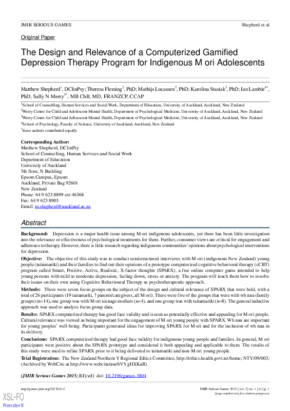 (PDF) The design and relevance of a computerized gamified depression ...