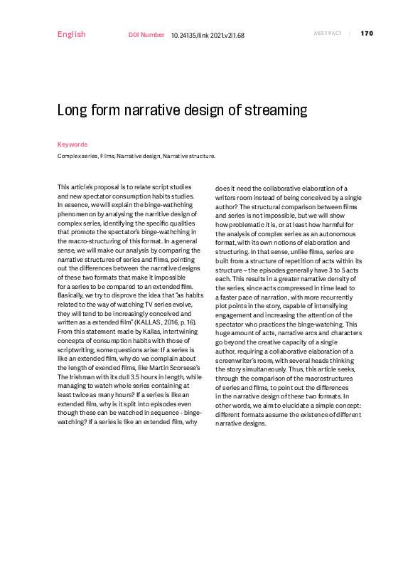 (PDF) Long-form narrative design of streaming