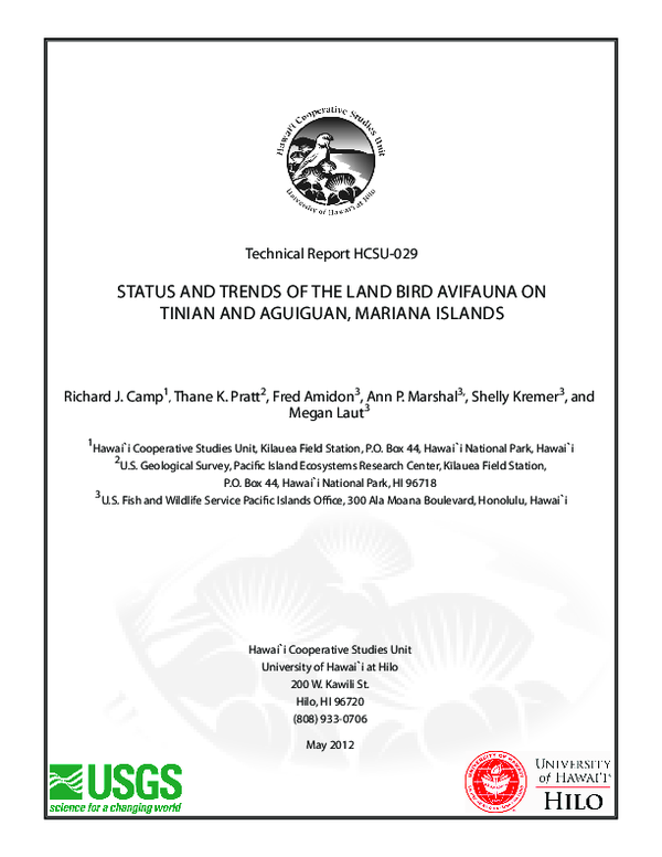 (PDF) Status and trends of the land bird avifauna on Tinian and ...