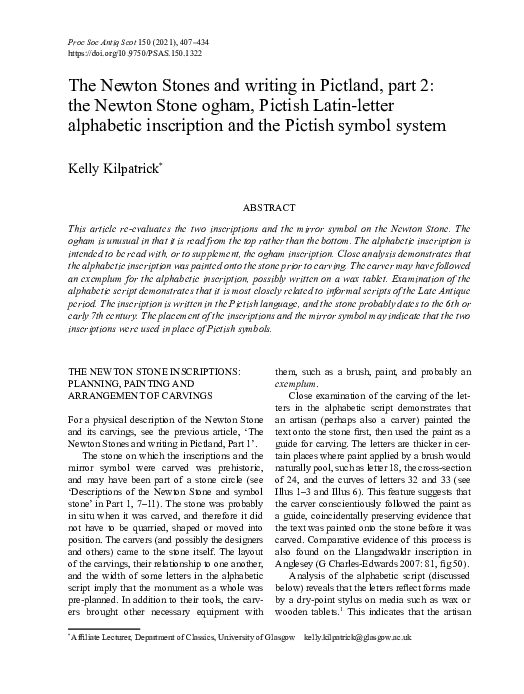 (PDF) The Newton Stones and writing in Pictland, part 2: the Newton ...