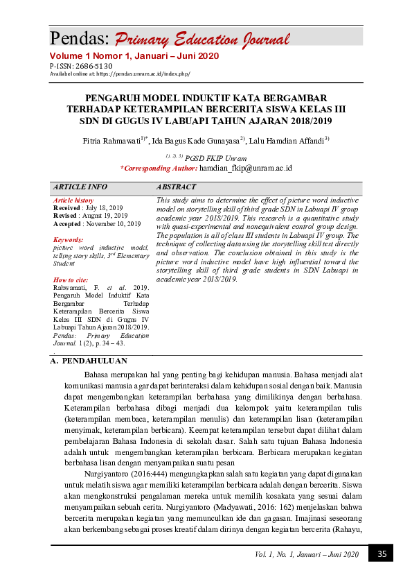 (PDF) Pengaruh Model Induktif Kata Bergambar Terhadap Keterampilan ...