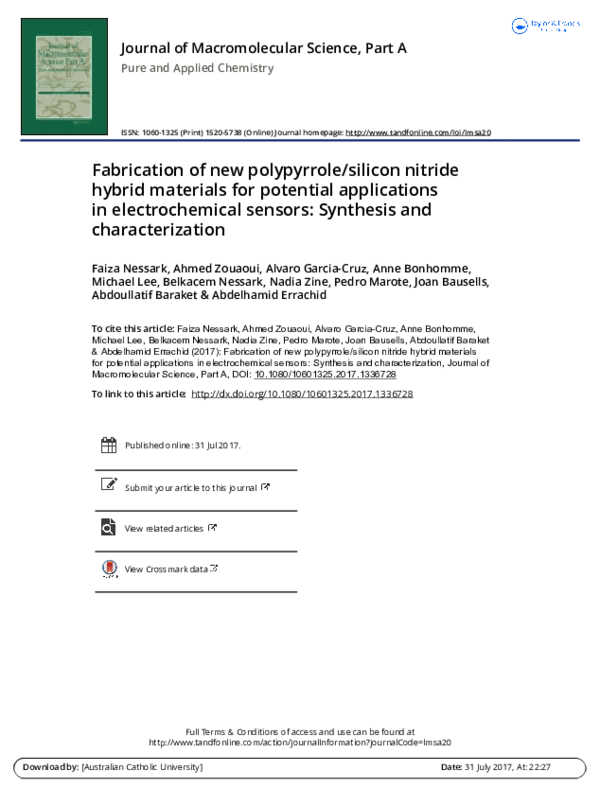 (PDF) Fabrication of new polypyrrole/silicon nitride hybrid materials for potential applications ...