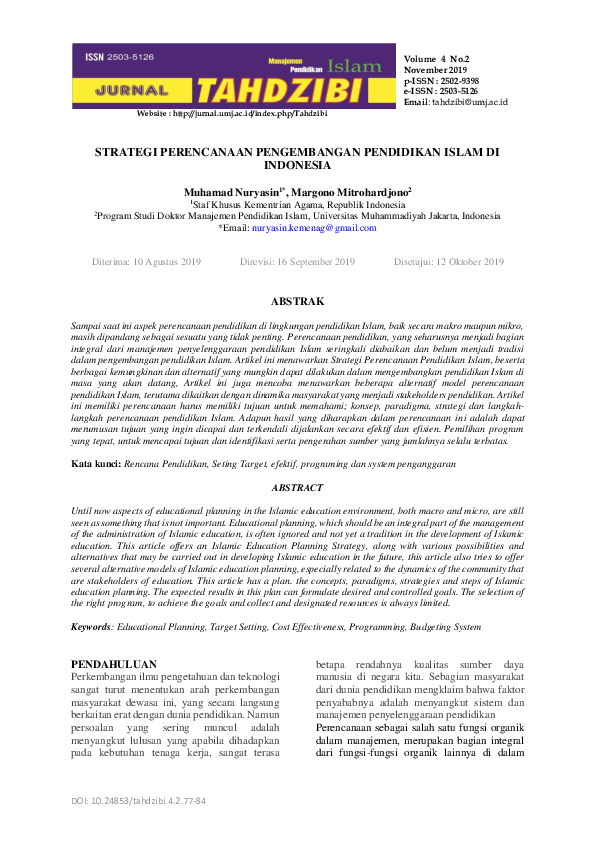 (PDF) Strategi Perencanaan Pengembangan Pendidikan Islam DI Indonesia