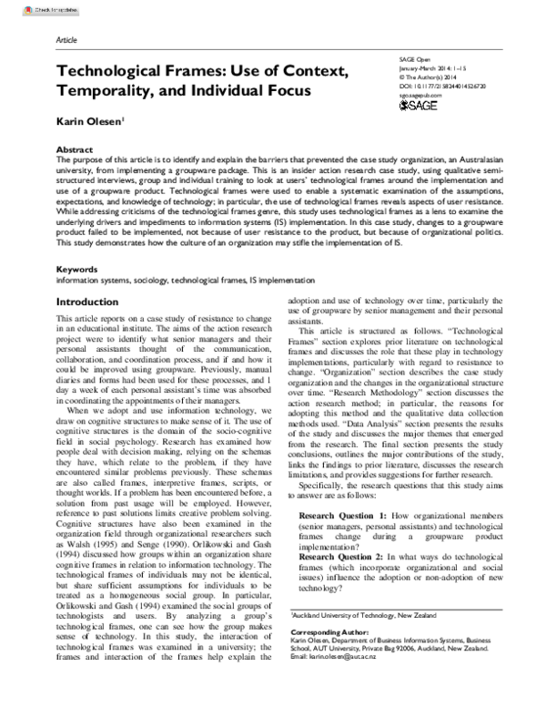 (PDF) Technological Frames