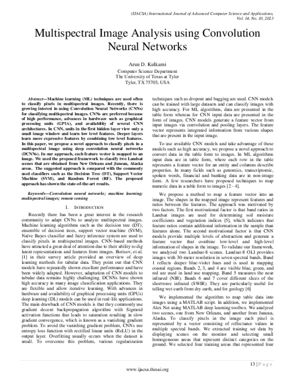 (PDF) Multispectral Image Analysis using Convolution Neural Networks