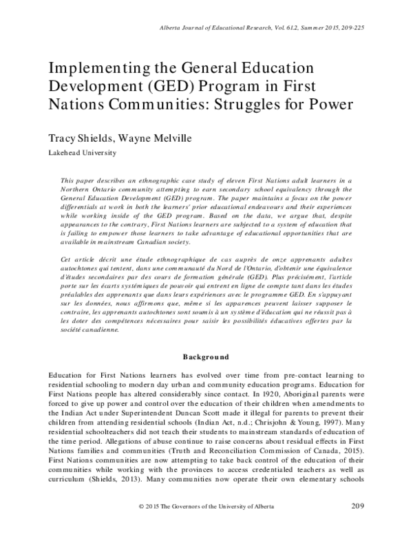 (PDF) Implementing the General Education Development (GED) Program in ...