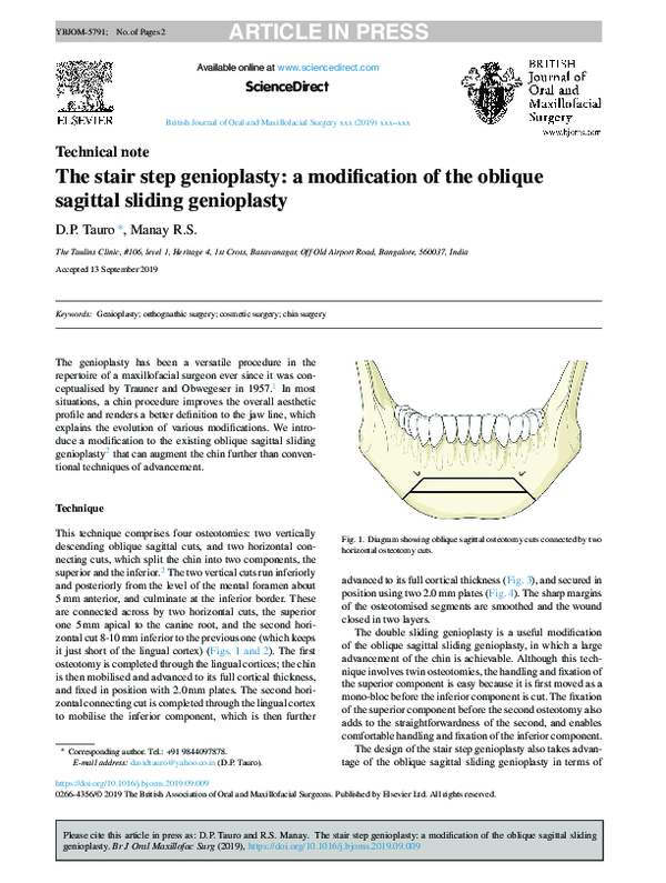 (PDF) The stair step genioplasty: a modification of the oblique ...