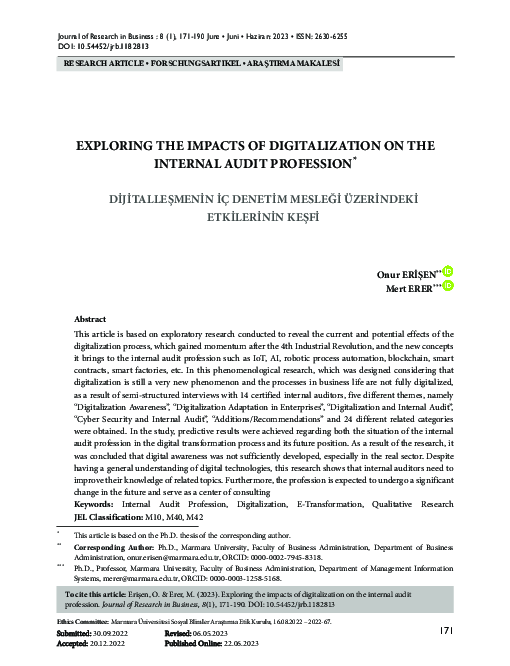 (PDF) Exploring the Impacts of Digitalization on the Internal Audit ...