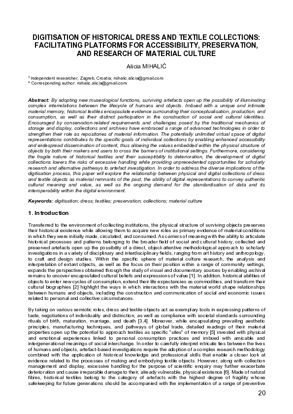(PDF) Digitisation of Historical Dress and Textile Collections ...