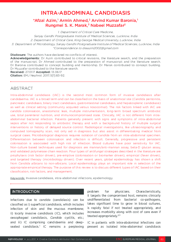 (PDF) Intra-Abdominal Candidiasis