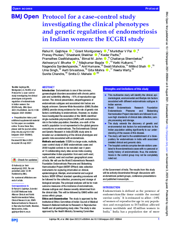 (PDF) Protocol for a case–control study investigating the clinical ...