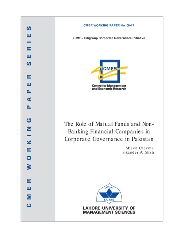 (PDF) The Role of Mutual Funds and Non- Banking Financial Companies in ...