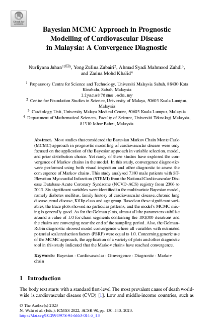 (PDF) Bayesian MCMC Approach in Prognostic Modelling of Cardiovascular Disease in Malaysia: A ...