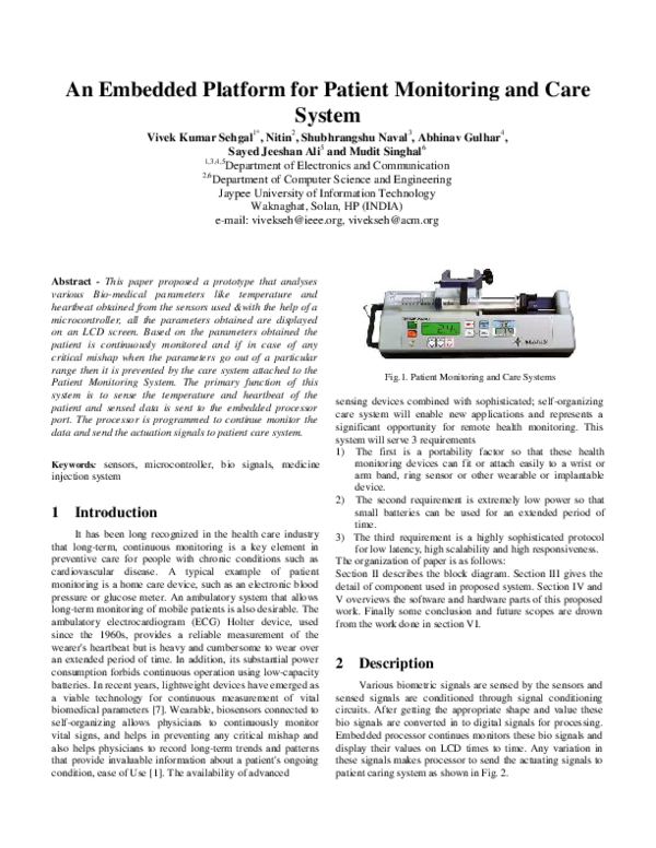 (PDF) An Embedded Platform for Patient Monitoring and Care System