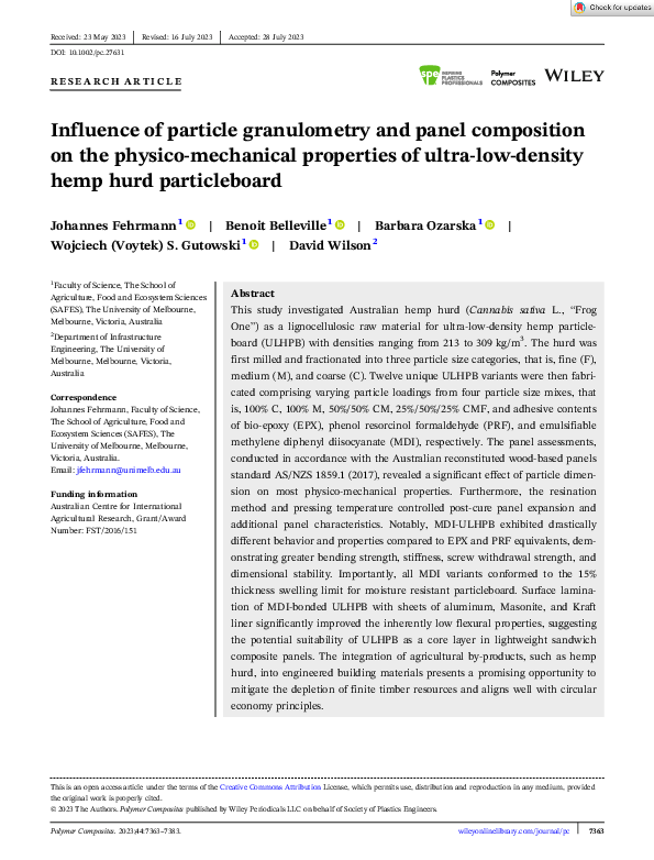 (PDF) Influence of particle granulometry and panel composition on the ...