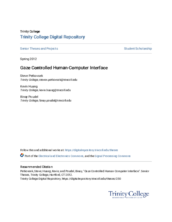 (PDF) Gaze Controlled Human-Computer Interface