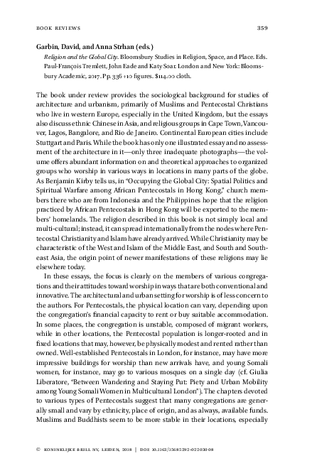 (PDF) Religion and the Global City, by Garbin, David, and Anna Strhan ...