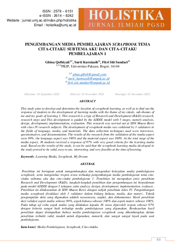 (PDF) Pengembangan Media Pembelajaran Scrapbook Tema Cita-Citaku ...