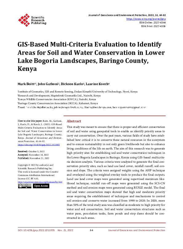 (PDF) GIS-Based Multi-Criteria Evaluation to Identify Areas for Soil and Water Conservation in ...