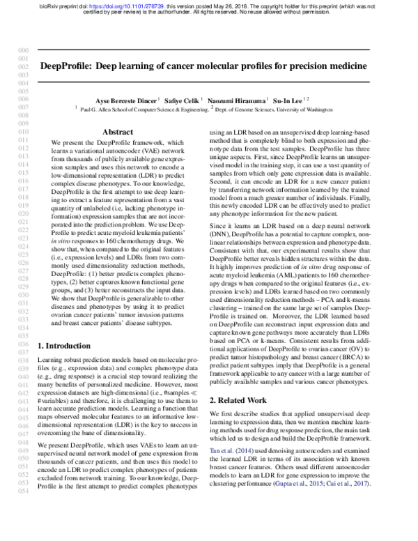 (PDF) DeepProfile: Deep learning of cancer molecular profiles for ...