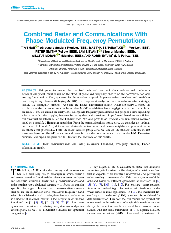 (PDF) Combined Radar and Communications With Phase-Modulated Frequency ...