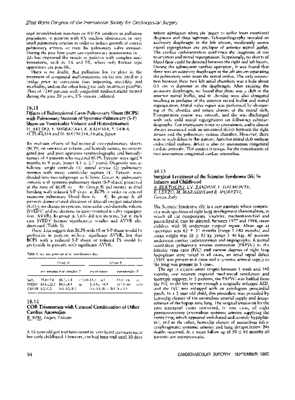 (PDF) Surgical treatment of the scimitar syndrome (SS) in infancy and ...