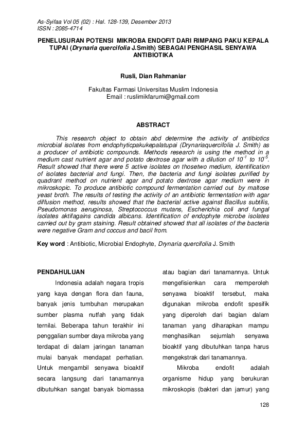 (PDF) PENELUSURAN POTENSI MIKROBA ENDOFIT DARI RIMPANG PAKU KEPALA ...