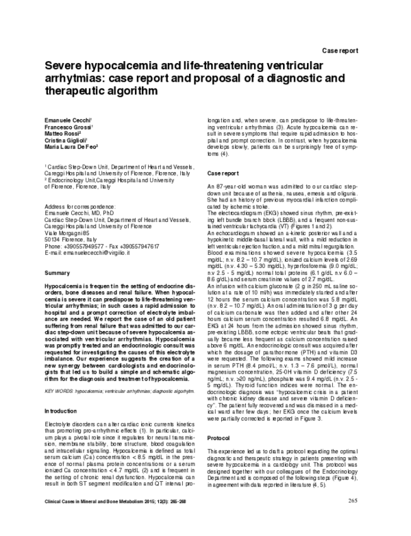 (PDF) Severe hypocalcemia and life-threatening ventricular arrhytmias ...