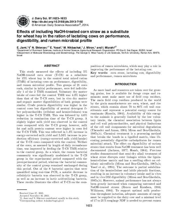 (PDF) Effects of including NaOH-treated corn straw as a substitute for ...