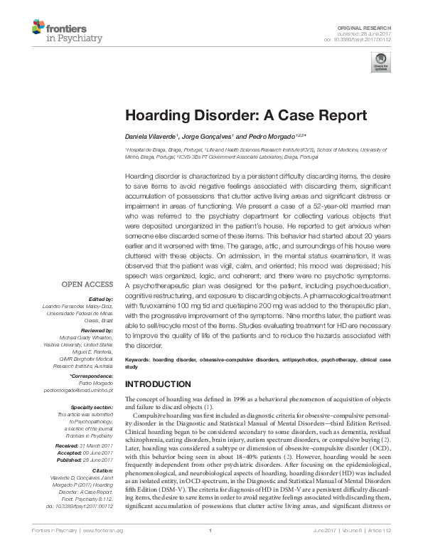 (PDF) Hoarding Disorder: A Case Report