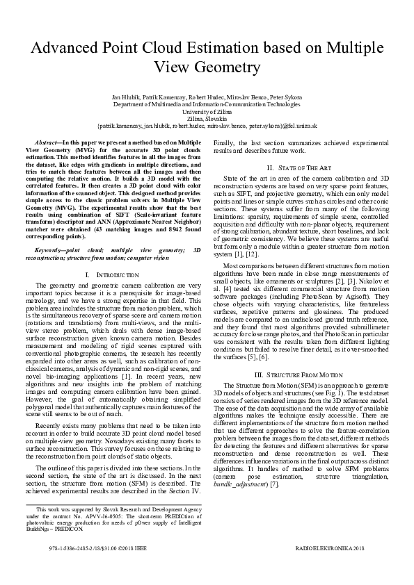 Pdf Advanced Point Cloud Estimation Based On Multiple View Geometry