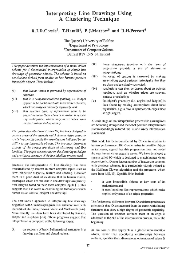 (PDF) Interpreting Line Drawings Using a Clustering Technique