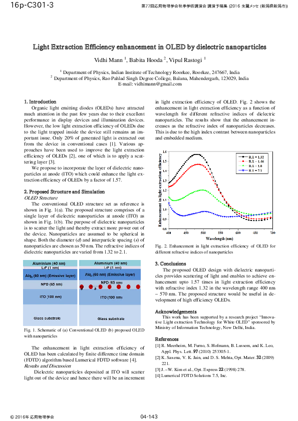 (PDF) Light Extraction Efficiency enhancement in OLED by dielectric nanoparticles