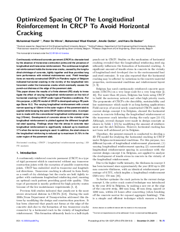 (PDF) Optimized Spacing Of The Longitudinal Reinforcement In CRCP To ...