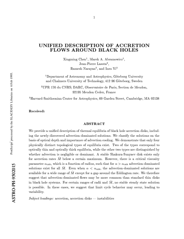 (PDF) Unified description of accretion flows around black holes