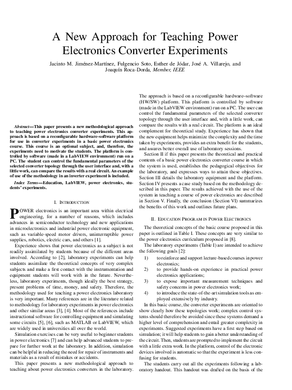 (PDF) A New Approach for Teaching Power Electronics Converter Experiments