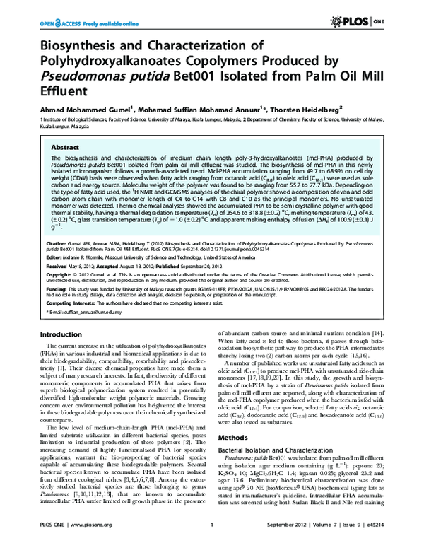 (PDF) Biosynthesis and Characterization of Polyhydroxyalkanoates ...